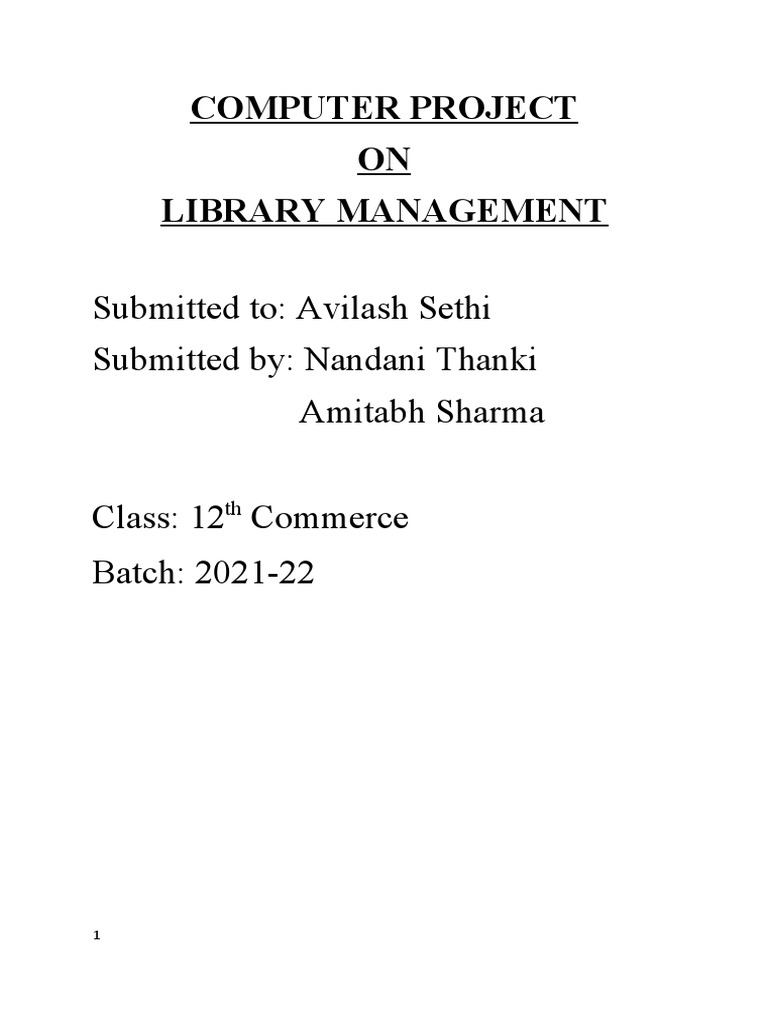 Computer Project ON Library Management | PDF | Python (Programming Language) | My Sql