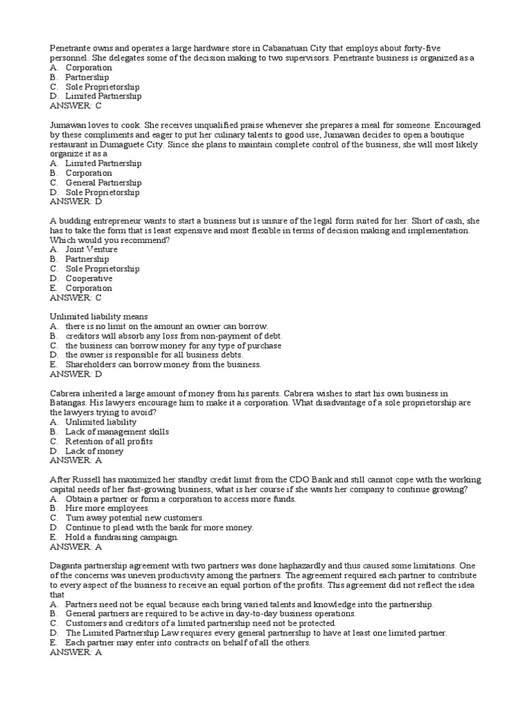 Partnership-Formation Answer Key | PDF | Partnership | Limited Partnership