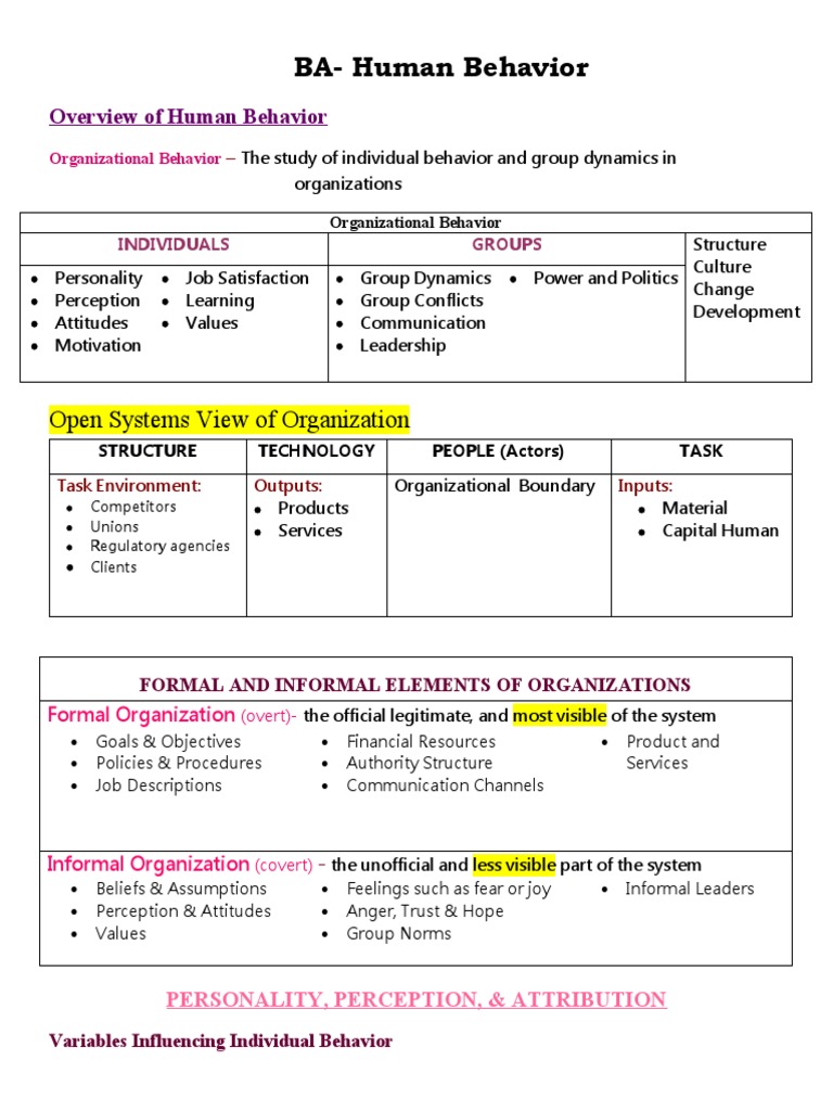 BA-Human Behavior: Open Systems View of Organization | PDF | Extraversion And Introversion | Mindset