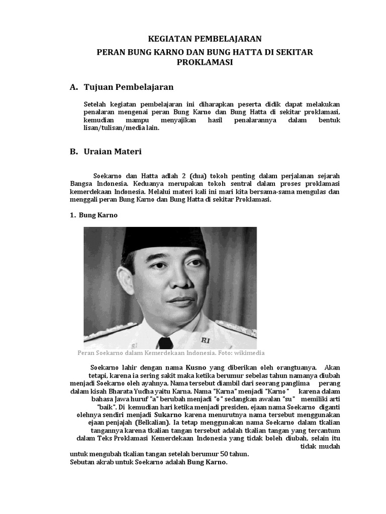 Peran Bung Karno dan Bung Hatta Proklamasi | PDF | Politik
