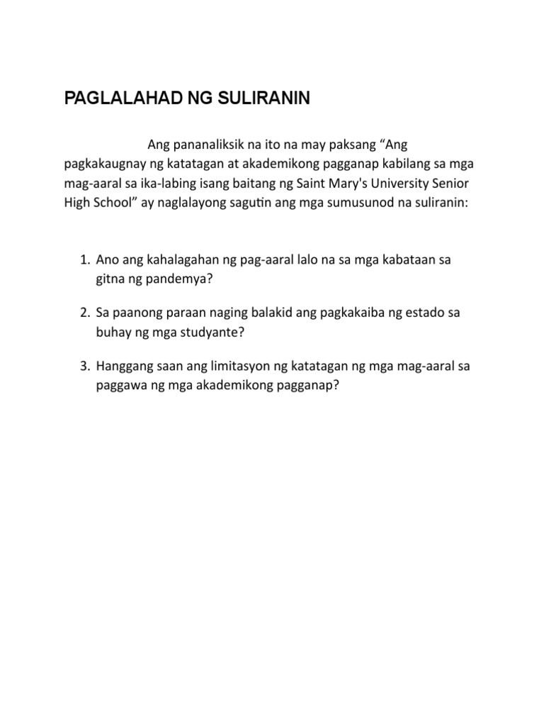 Paglalahad NG Suliranin | PDF