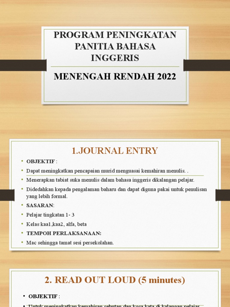 Program Peningkatan Panitia Bahasa Inggeris | PDF