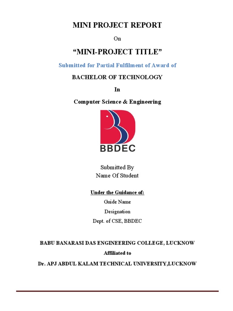 Mini Project Report "Mini-Project Title": Submitted For Partial ...