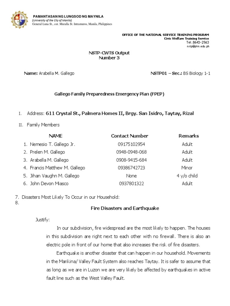 Family Preparedness Emergency Plan Template | PDF