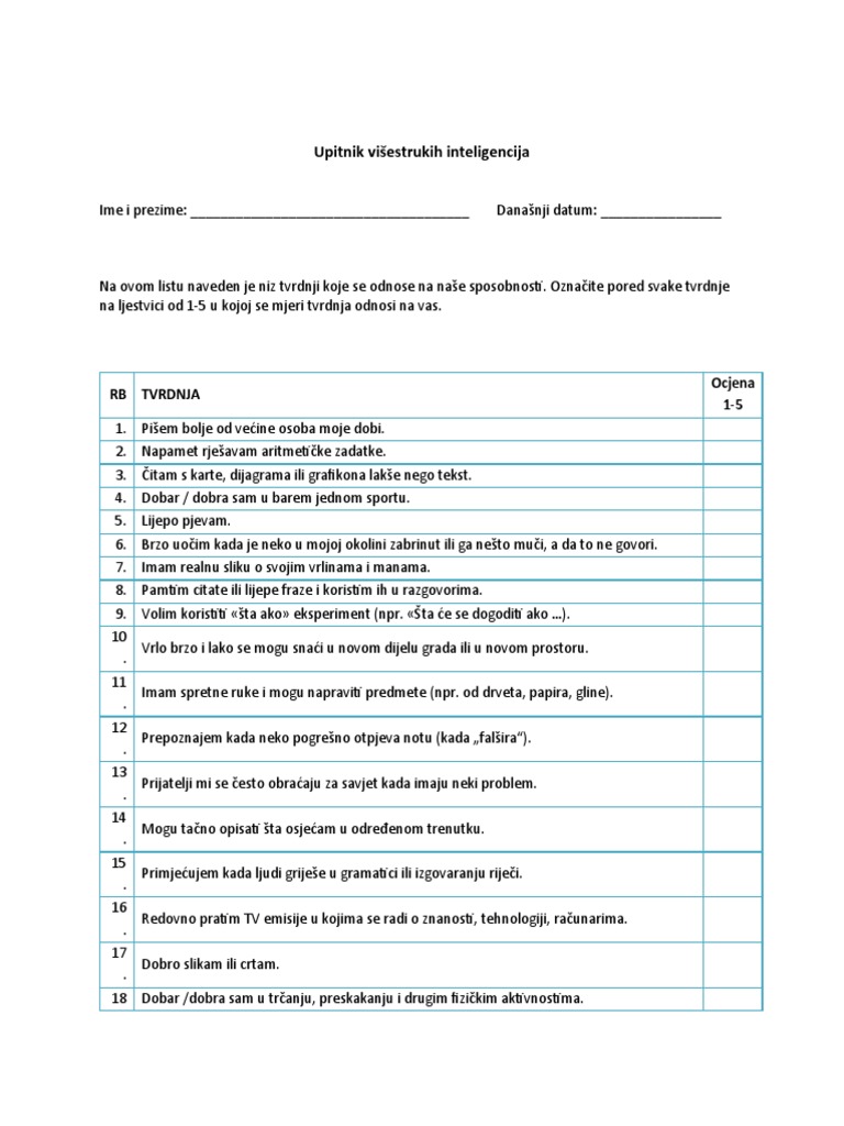 Gardnerov upitnik | PDF