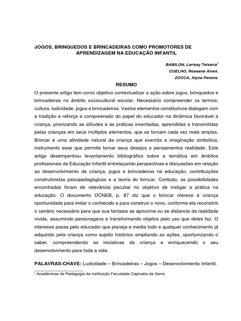 Tcc Pedagogia Pdf Aprendizado Pedagogia