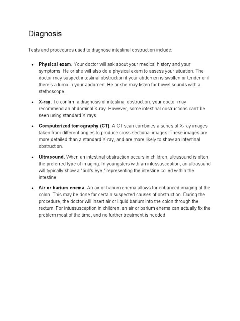 Intestinal Obstruction Diagnosis Guide | PDF