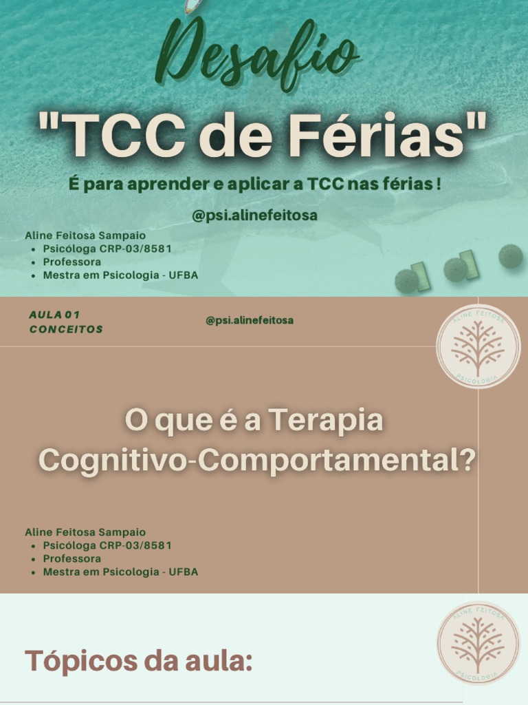 Material Complementar Roteiro Da Aula 1 O Que É A Terapia Cognitivo | Download grátis PDF ...
