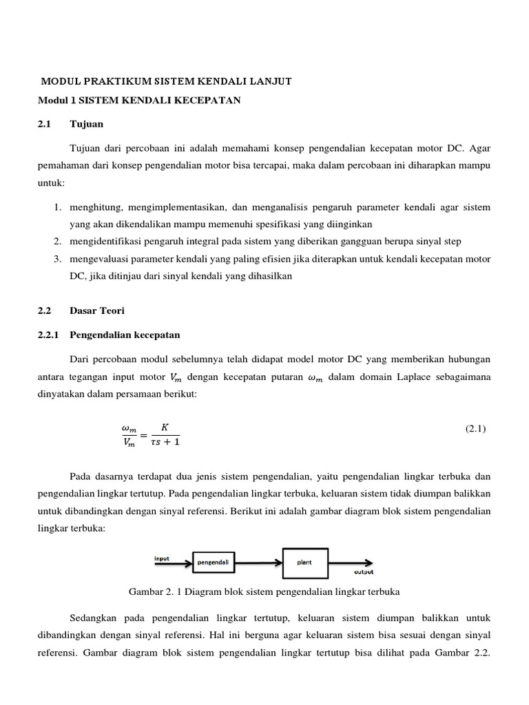 Modul 1 - Simulasi Sistem Kendali Kecepatan | PDF