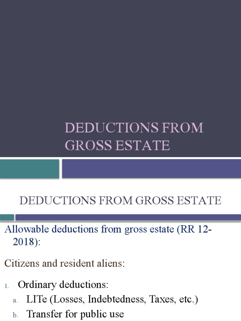 Deductions from Gross Estate Explained | PDF | Loans | Debt