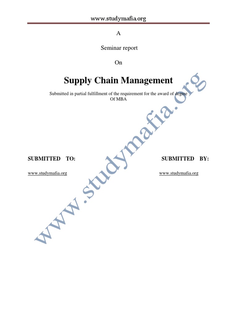 Mba Supply Chain Management Report | PDF | Supply Chain Management ...
