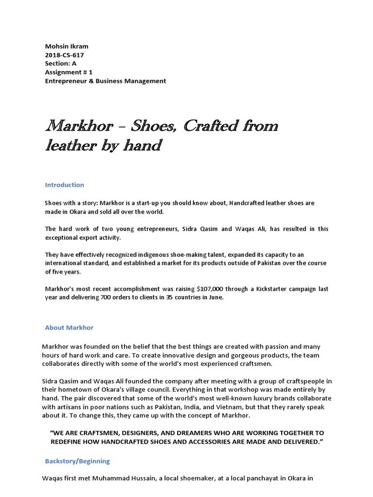 Markhor - Shoes, Crafted From Leather by Hand | PDF | Digital Marketing ...