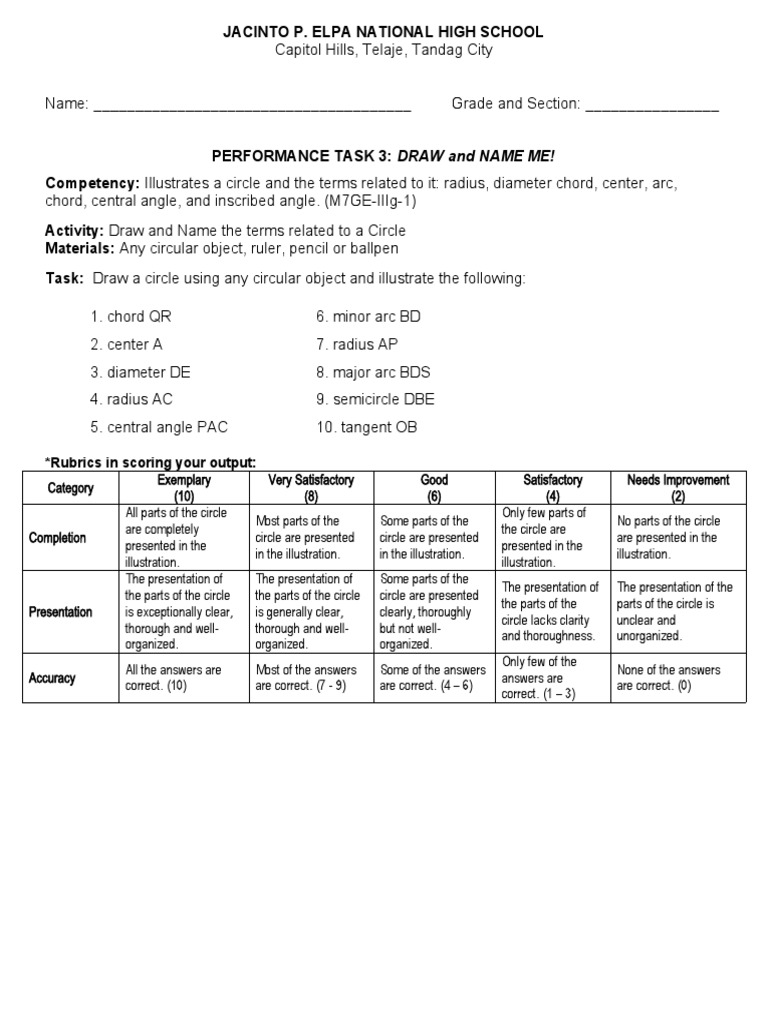 Grade 7 - Q3 - Performance Task 3 Ste | PDF | Elementary Geometry ...