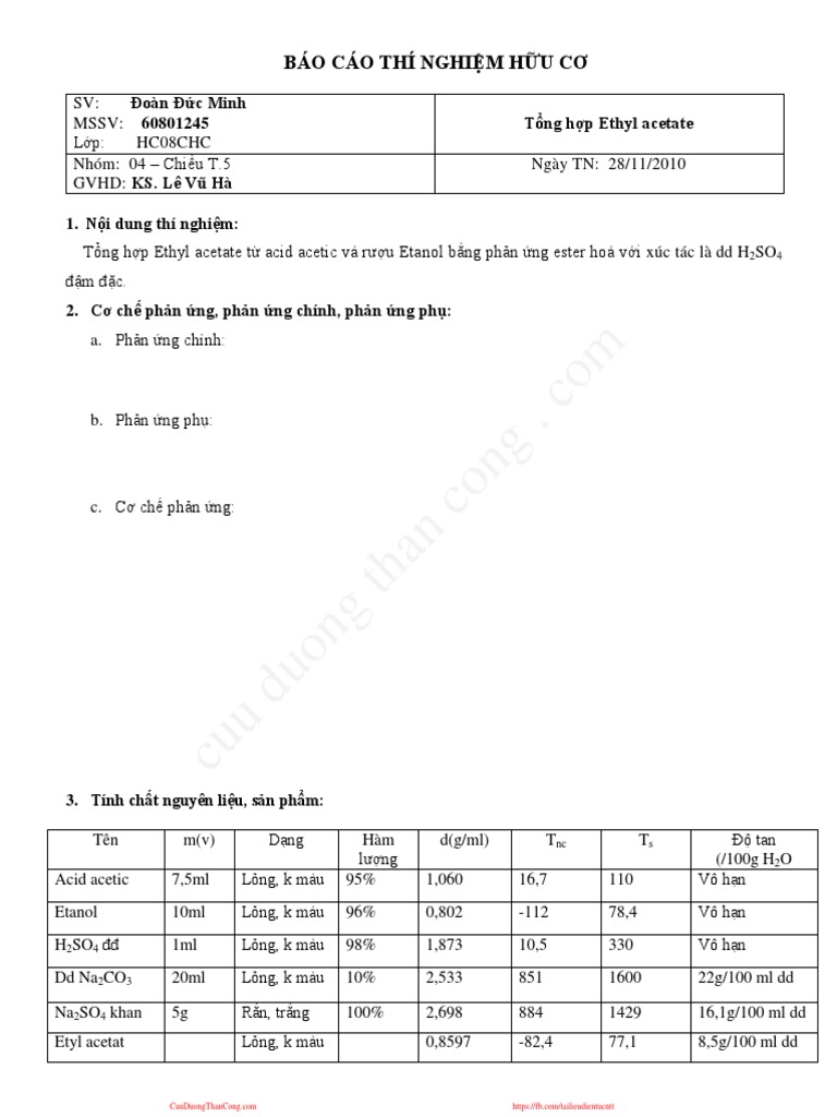 Thi-Nghiem-Hoa-Huu-Co - Bao-Cao-Thi-Nghi - M-H - U-Co-4 - (Cuuduongthancong - Com) | PDF