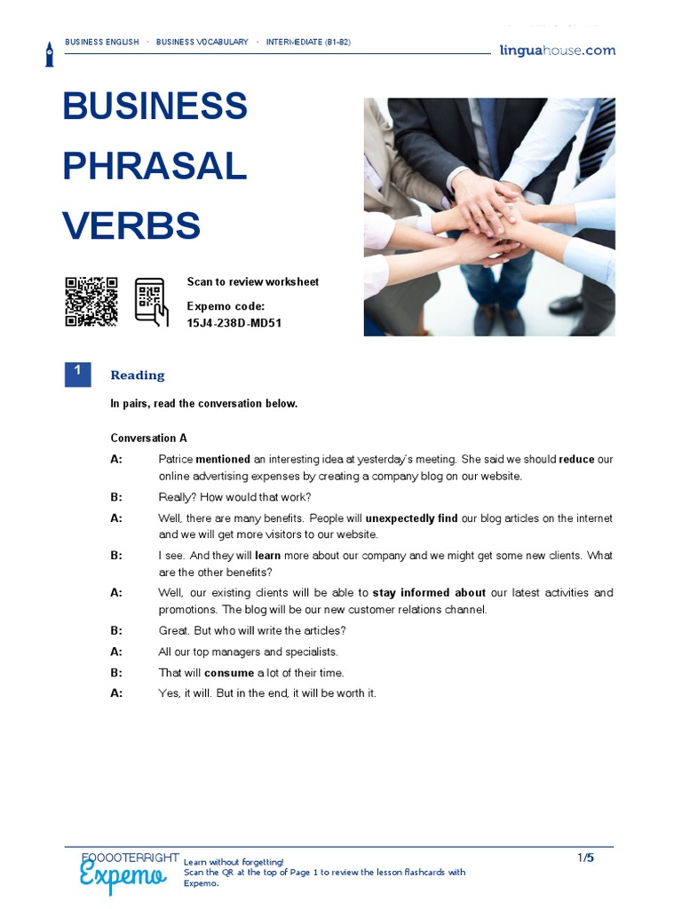Business Phrasal Verbs British English Student Ver2 | PDF | Blog ...