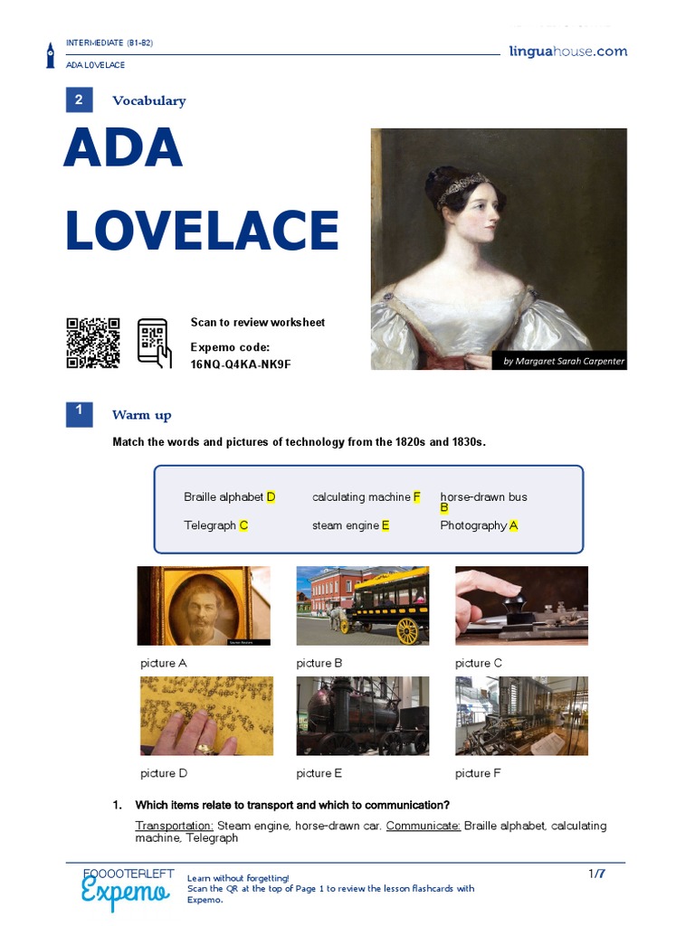 Ada Lovelace British English Student | PDF