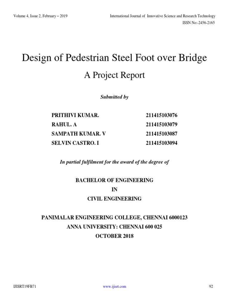 Design of Steel Foot Over Bridge | PDF