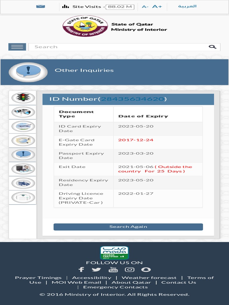 MOI Document Expiry Dates Overview | PDF