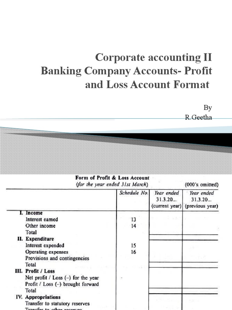 Banking Company - Porfit and Loss Account Format | PDF