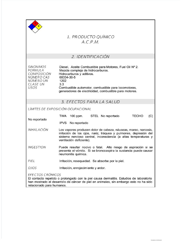 Ficha Tecnica Acpm | PDF