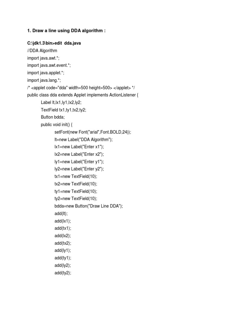 CG Lab Using JAVA | PDF | Computing | Typefaces