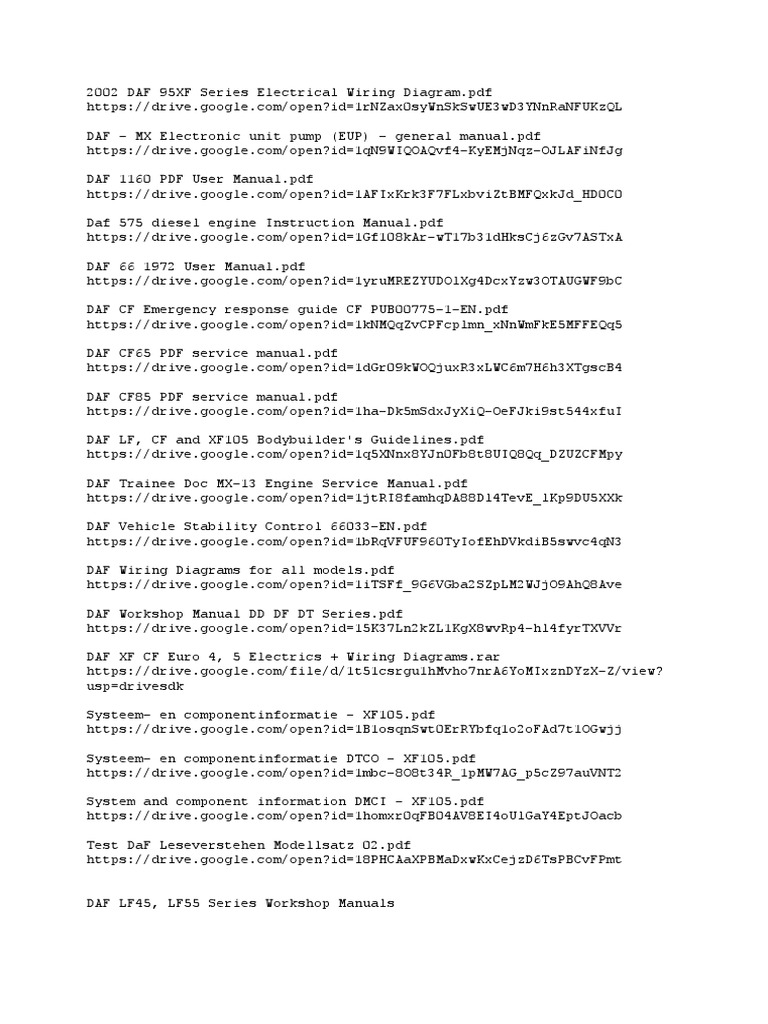 2002 DAF 95XF Wiring Diagram Guide | PDF | Vehicles | Transport