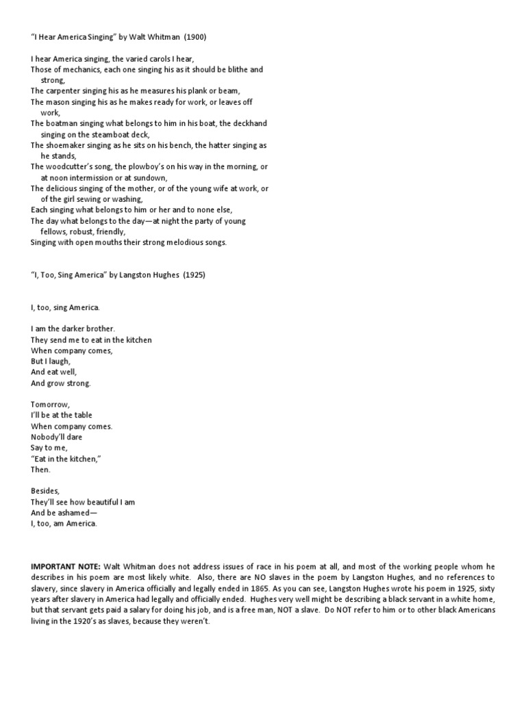 I Hear America Singing | PDF