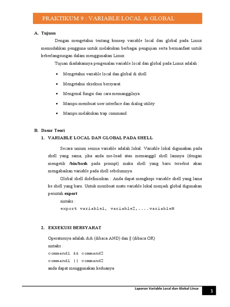 Variabel Local dan Global di Linux | PDF