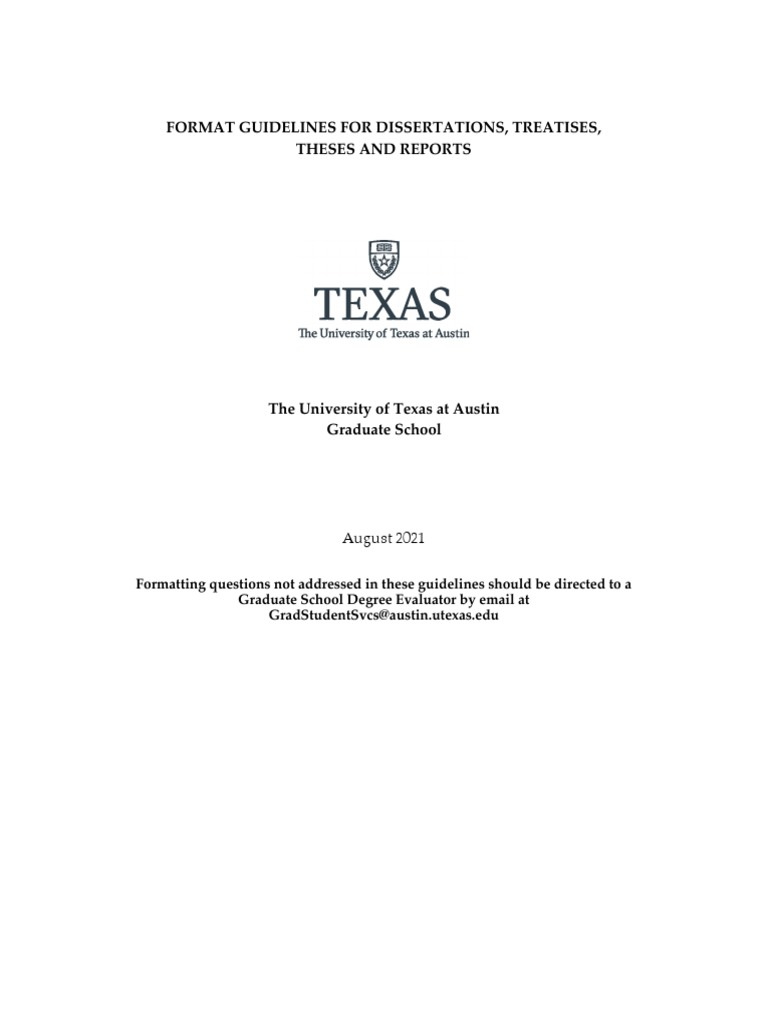Format Guidelines For Dissertations, Treatises, Theses and Reports ...