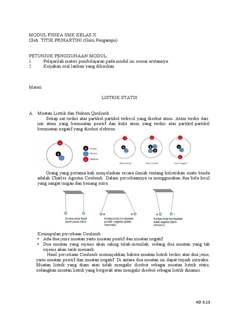 Modul Listrik Statis Kelas 12 SMK | PDF | Sains & Matematika
