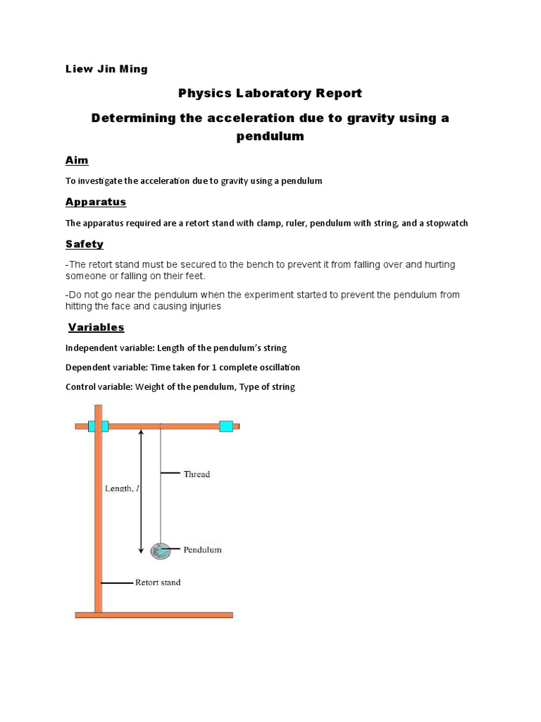 Determining the Acceleration Due to Gravity Using a Pendulum: An ...