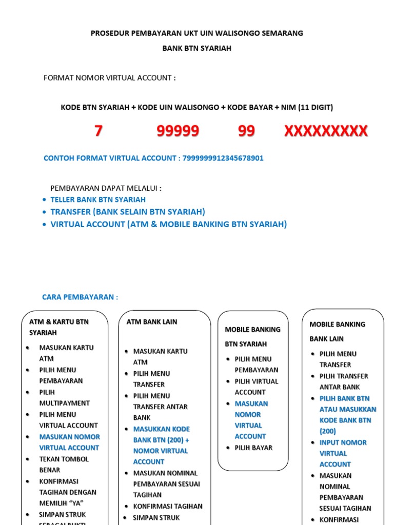 Cara Pembayaran Ukt Uin Walisongo BTN Syariah | PDF