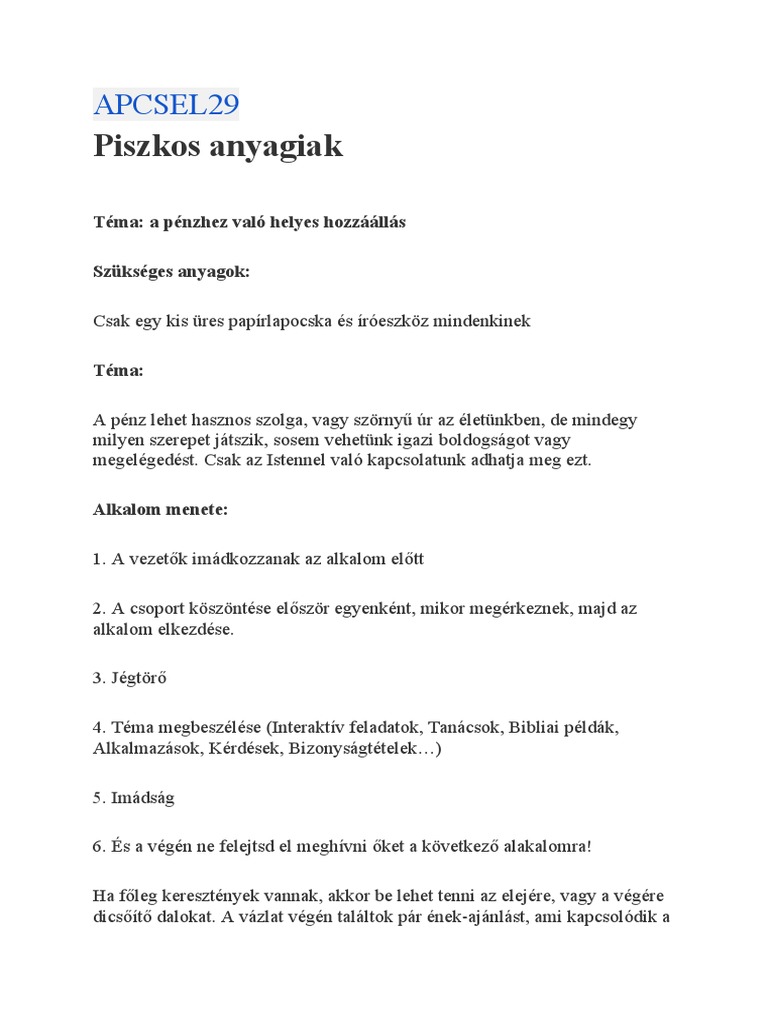 Piszkos Anyagiak | PDF