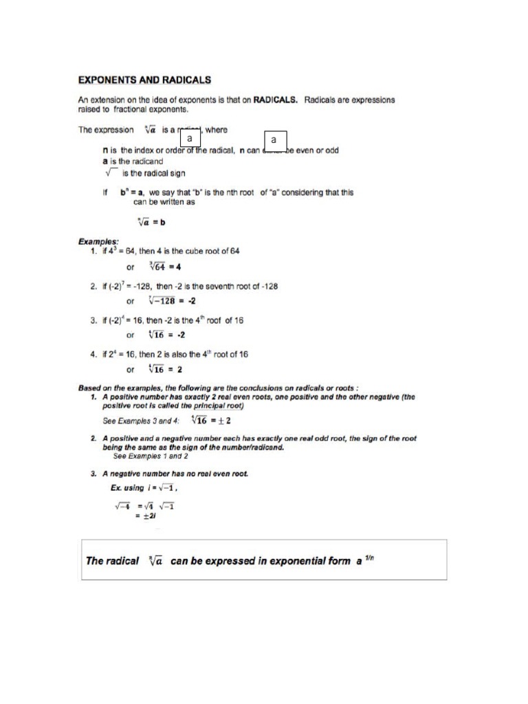 Exponents and Radicals | PDF