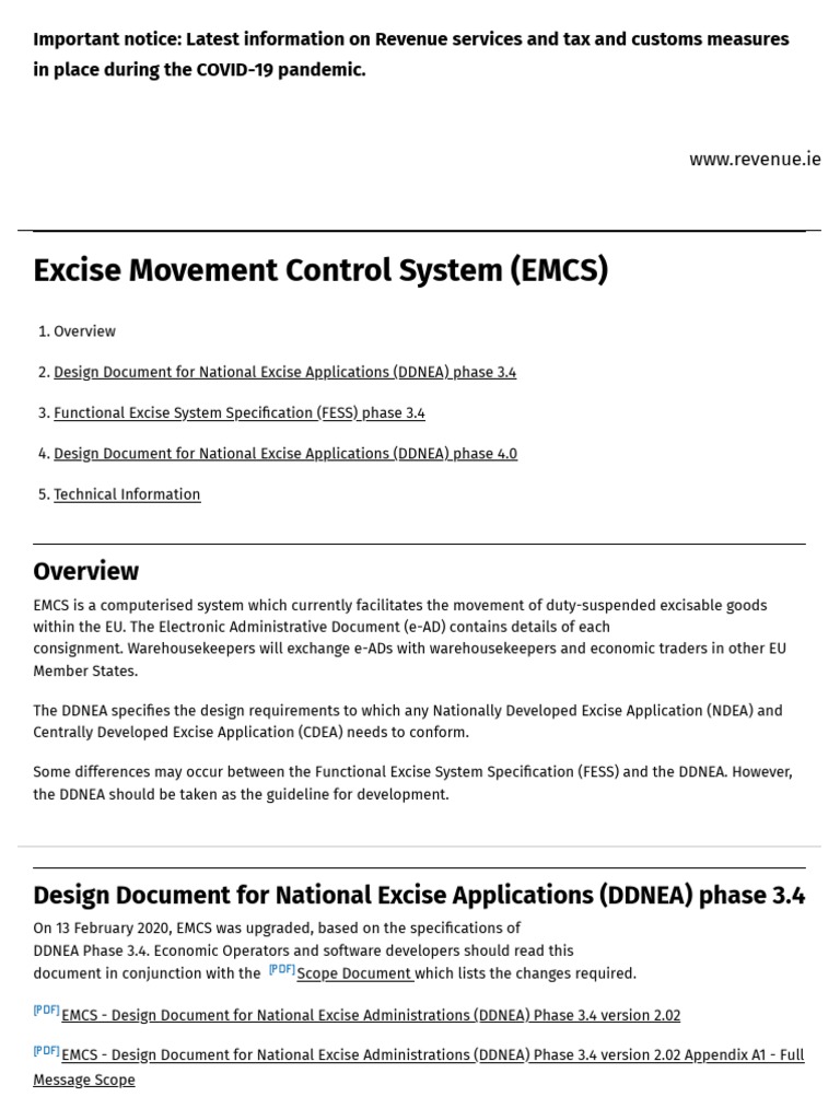 Excise Movement Control System (EMCS) - Total | Download Free PDF | Xml ...