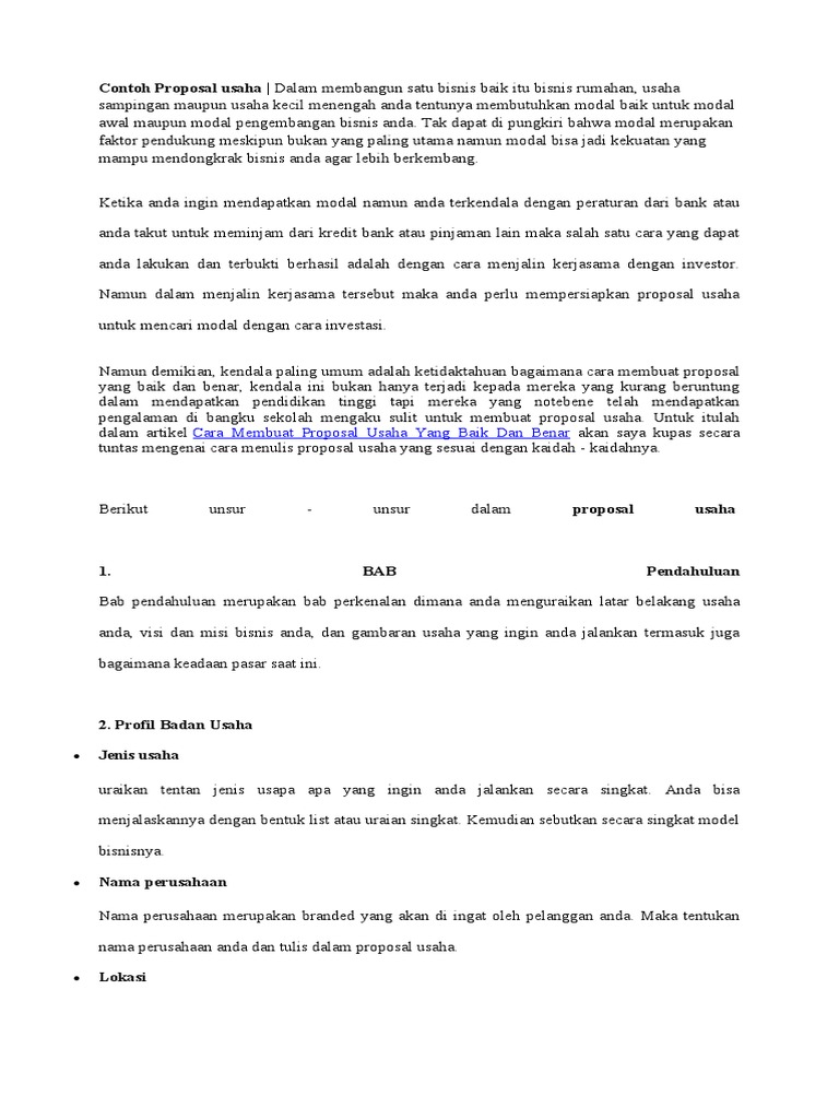 Contoh Proposal Usaha | PDF