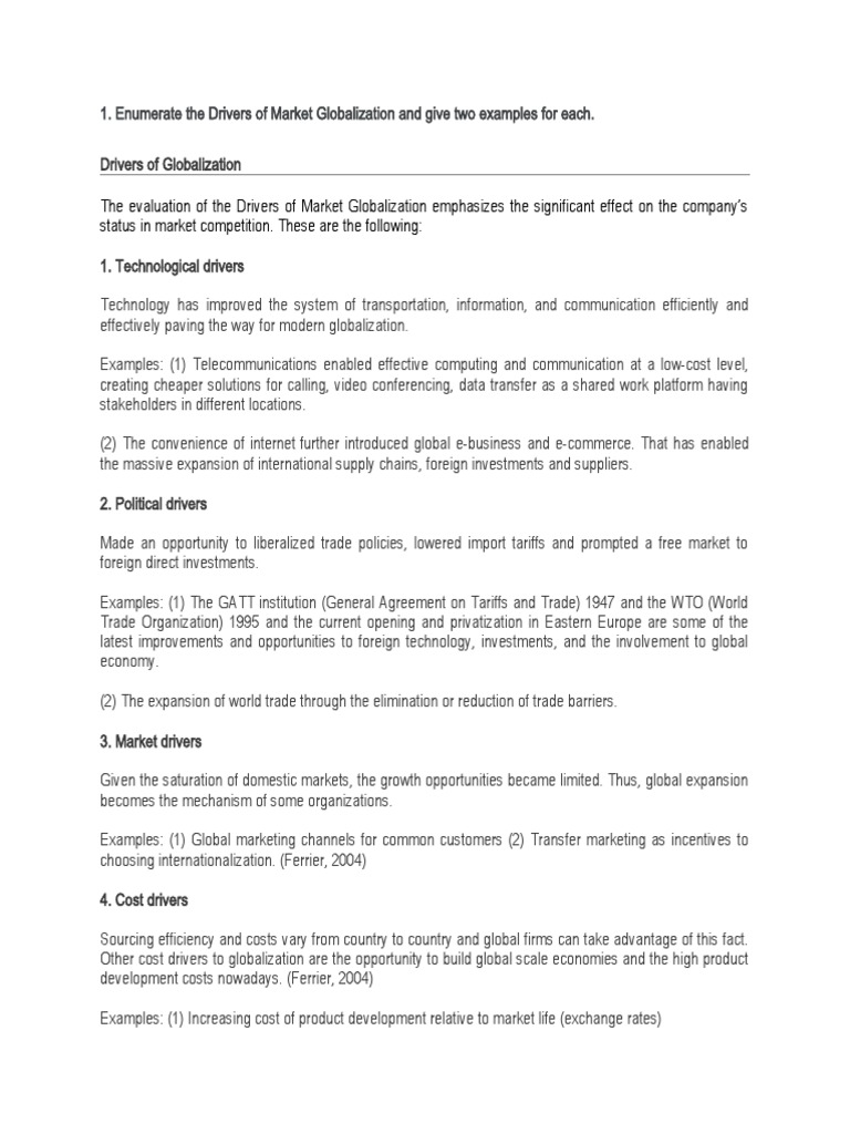 Drivers of Market Globalization | PDF | Mc Donald's | Globalization