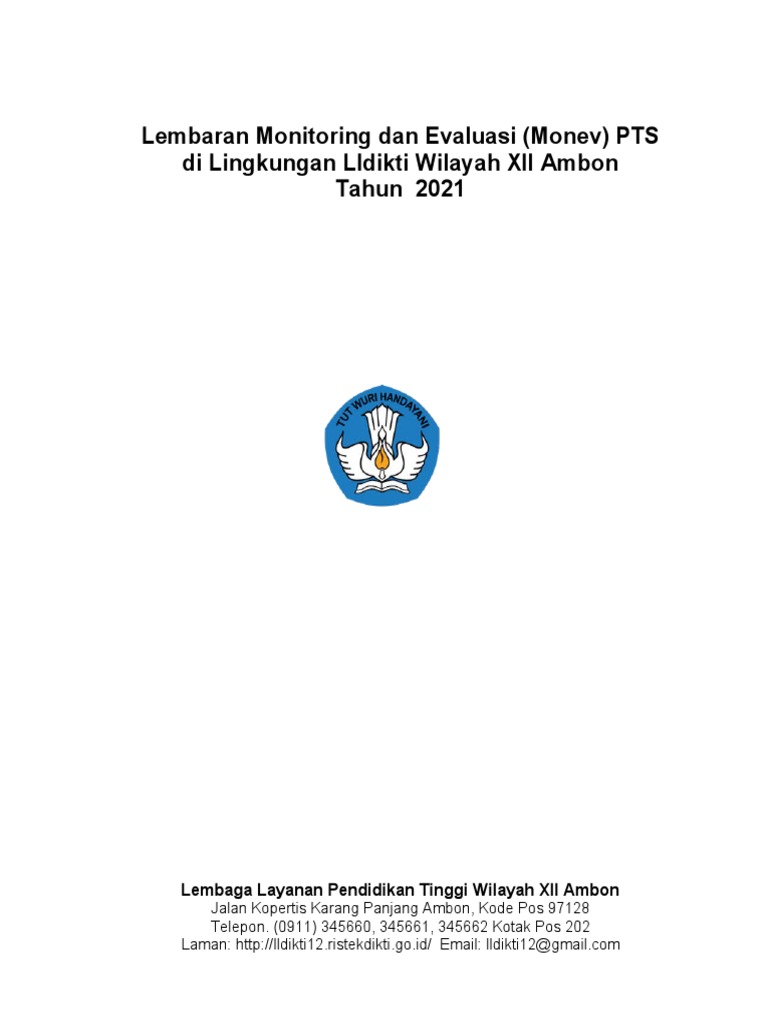 Monev PTS LLDikti XII Ambon 2021 | PDF