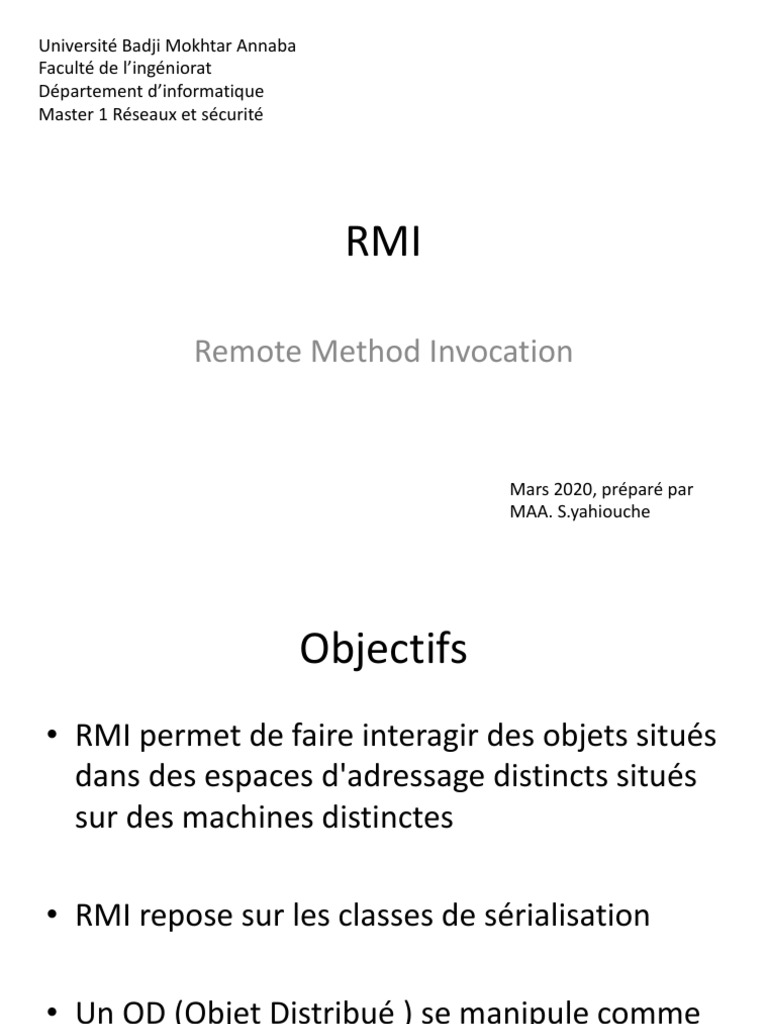 Introduction à RMI en Java | PDF | Interface (Informatique) | Java (Langage de programmation)