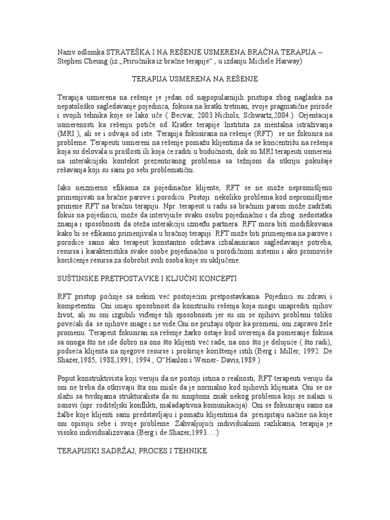 Na Resenje Usmerena I Narativna Terapija | PDF