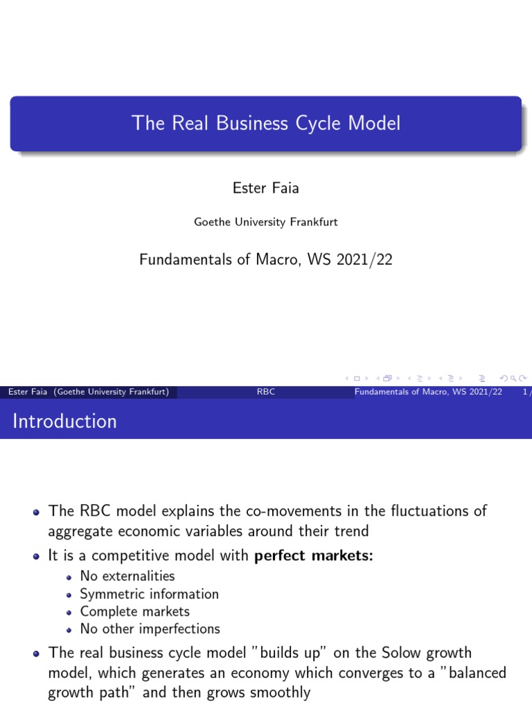 The Real Business Cycle Model: Ester Faia | PDF | Macroeconomics ...