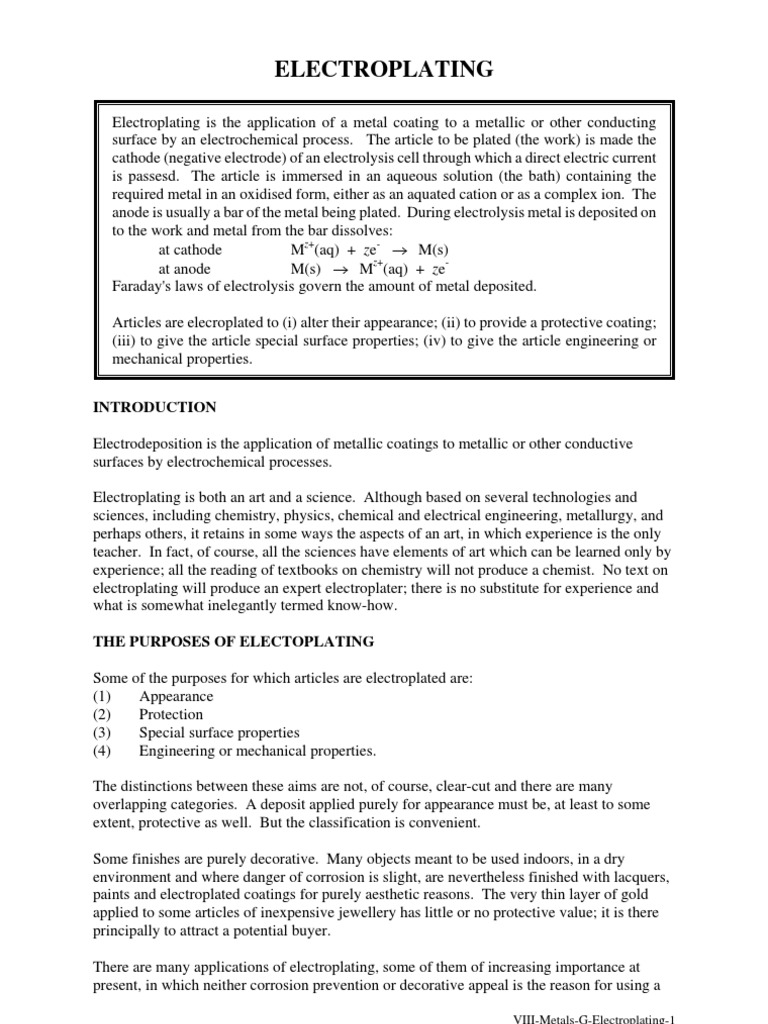 Electroplating | PDF | Redox | Electrochemistry