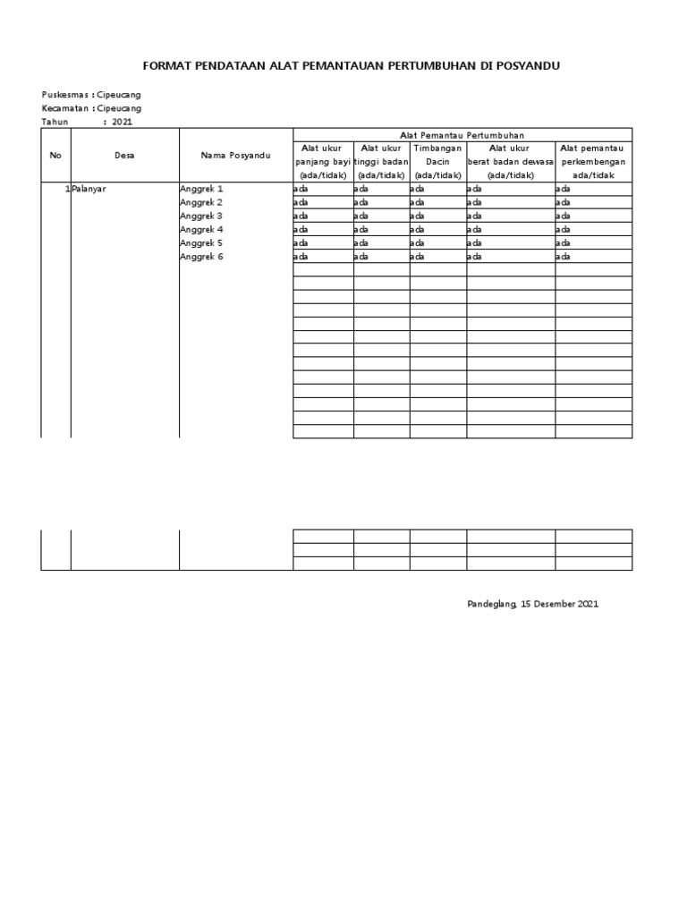 Format Pengisian Data Posyandu Komdat | PDF