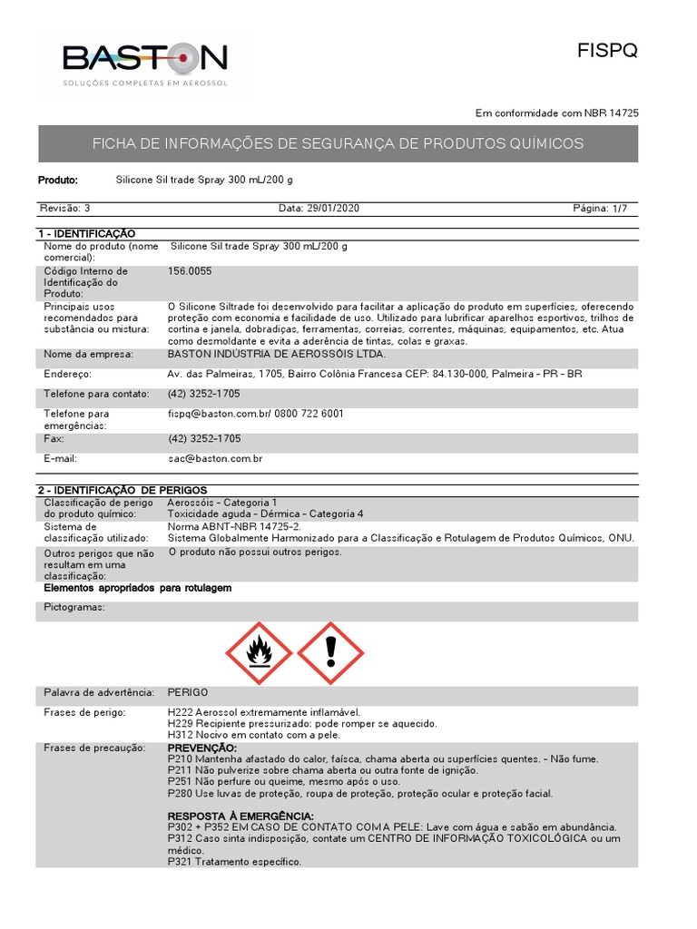 Fispq Oleo de Silicone Spray | PDF | Combustão | Embalagem e rotulagem