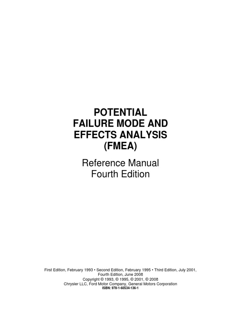 Potential Failure Mode and Effects Analysis (Fmea) Reference Manual ...