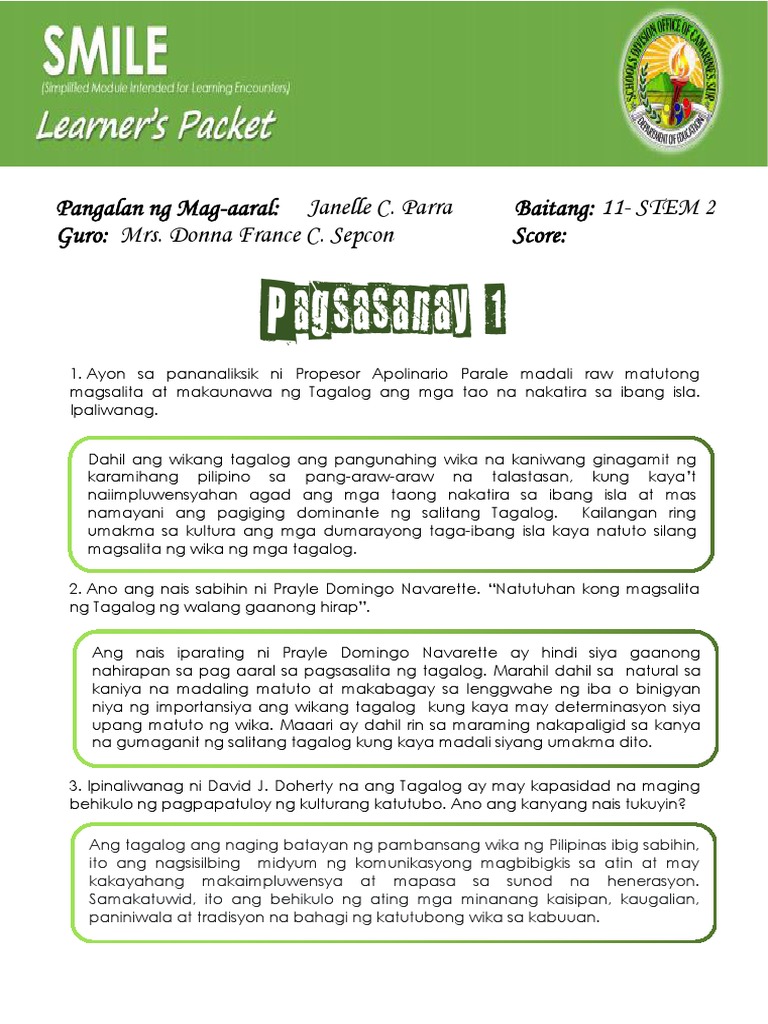 Learners Packet | PDF