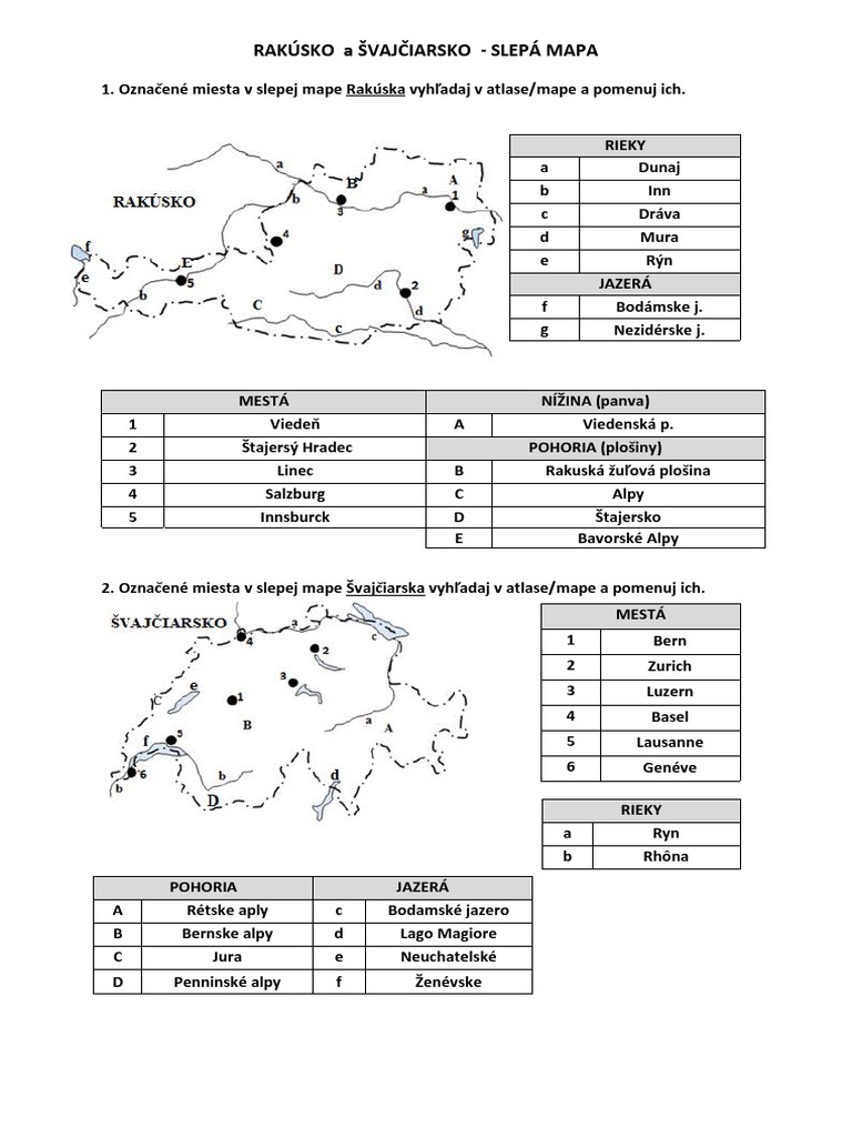 SLEPÁ MAPA - Rakúsko A Švajčiarsko | PDF