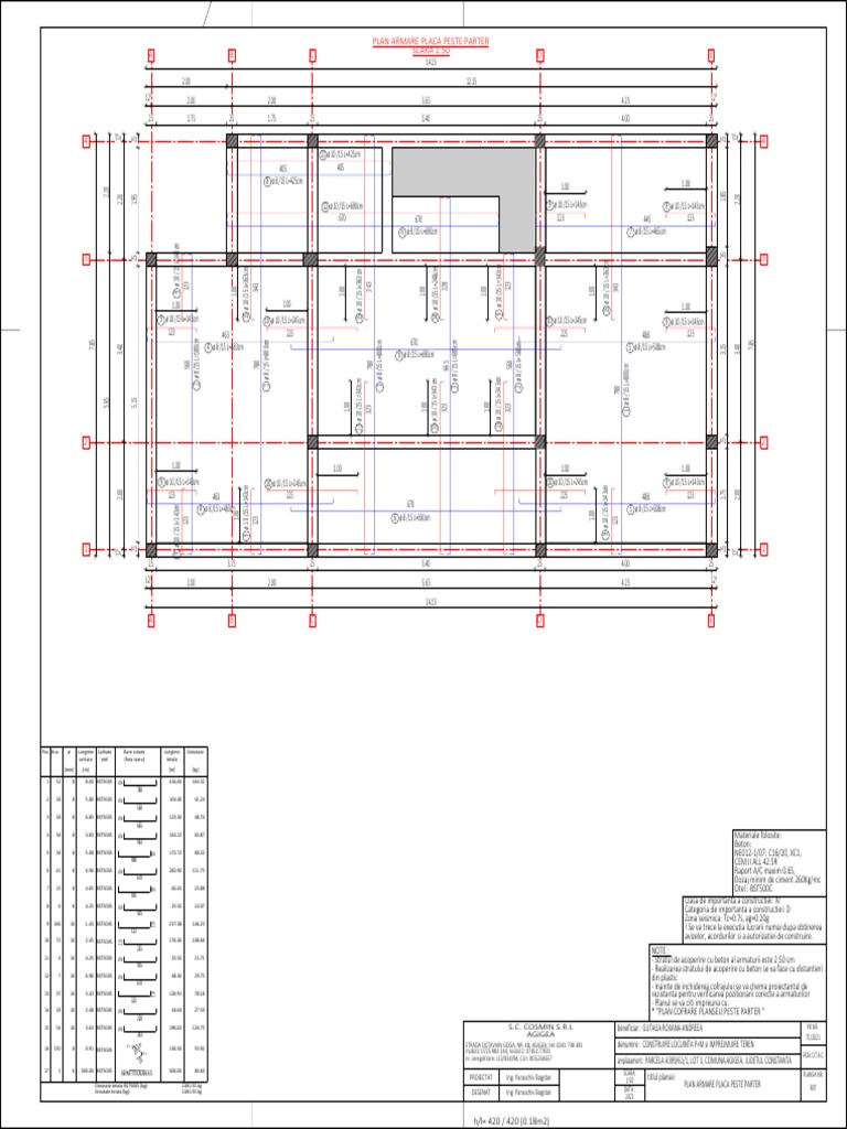 r07 - Plan Armare Placa Parter - 420x420 - 7 | PDF