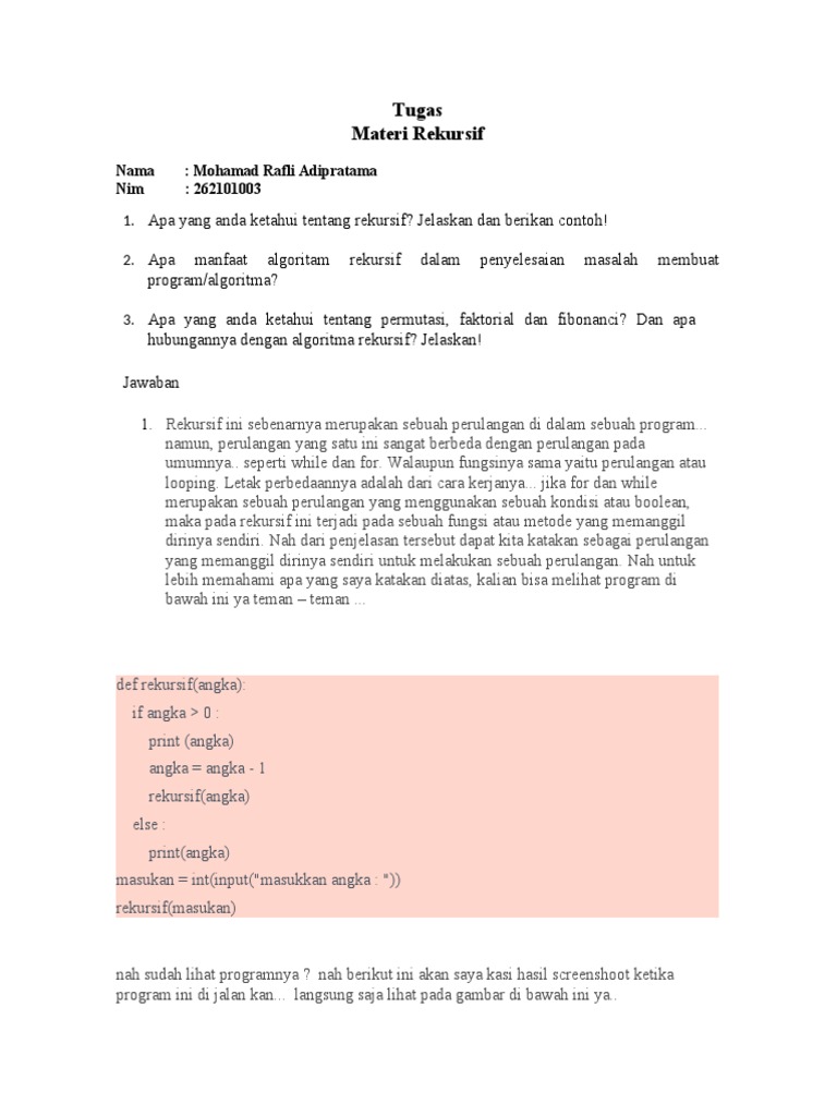 Tugas Rekursif | PDF