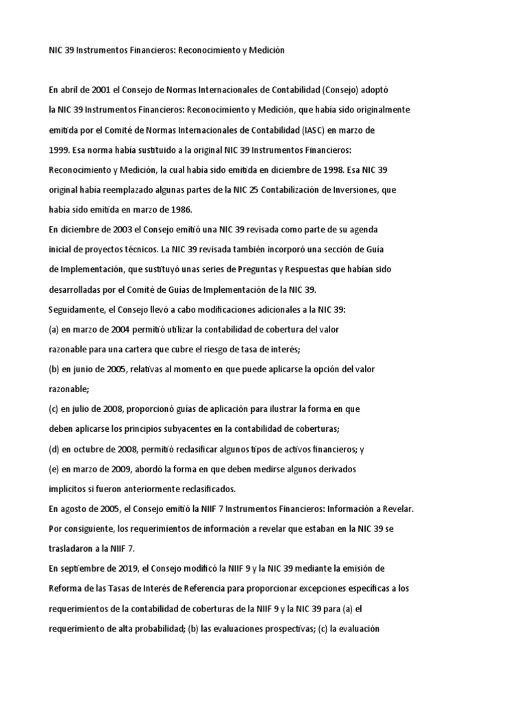 Nic 39 | PDF | normas internacionales de INFORMACION FINANCIERA ...
